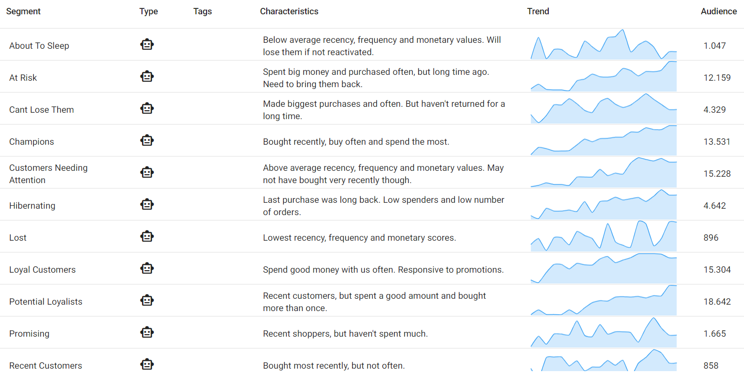 RFM Segmenten in Datafuse | Datafuse